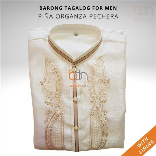 Barong Tagalog for Men Formal Piña Organza Chinese Collar, Sports ...