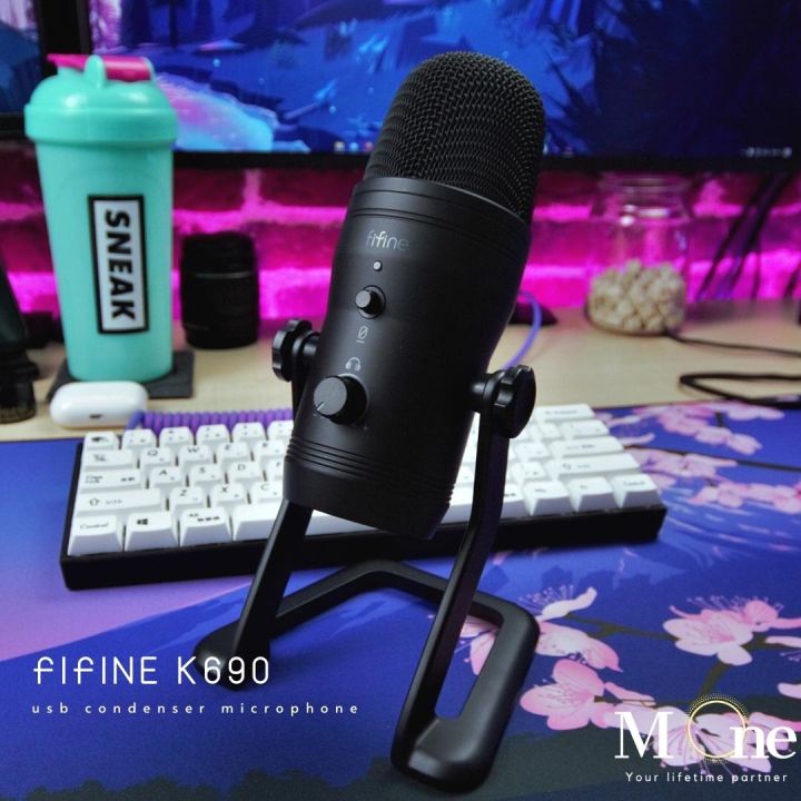 Fifine K690 Studio Recording USB Microphone with Mute Button, Monitor Headphone Jack & Four ...