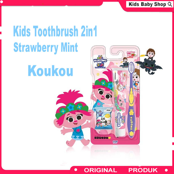 Kodomo Sikat & Pasta Gigi Strawberry Mint Koukou 2in1 6Thn Keatas - Toothbrush & Toothpaste Kids ...