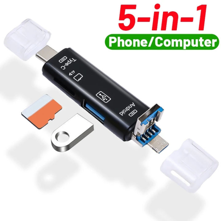 5 trong 1 USB đa chức năng 2.0 Loại C USB /Micro USB TF SD Đầu đọc thẻ nhớ Bộ chuyển đổi đầu đọc ...