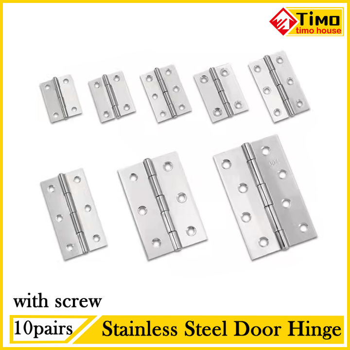 （10pairs）Stainless Steel Door Hinge with Screws Bisagra Folding Butt ...