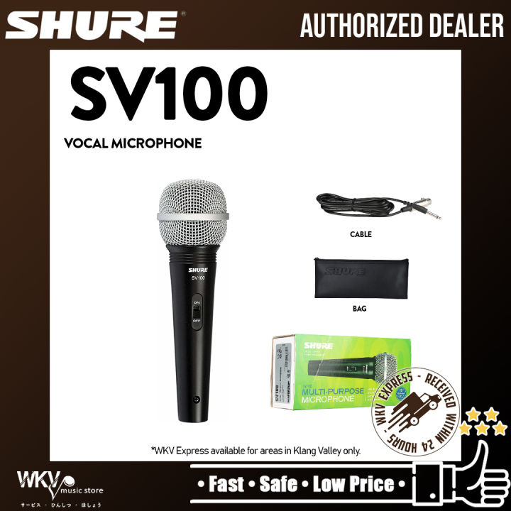 Shure SV100 Vocal Microphone with XLR to 1/4 inch Cable (SV100 / SV-100 ...