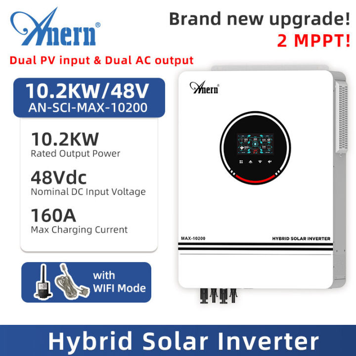 Local warranty Anern 4.2kw 6.2kw 10.2kw MPPT Hybrid Solar Inverter 48V Pure Sine Wave Inverter ...