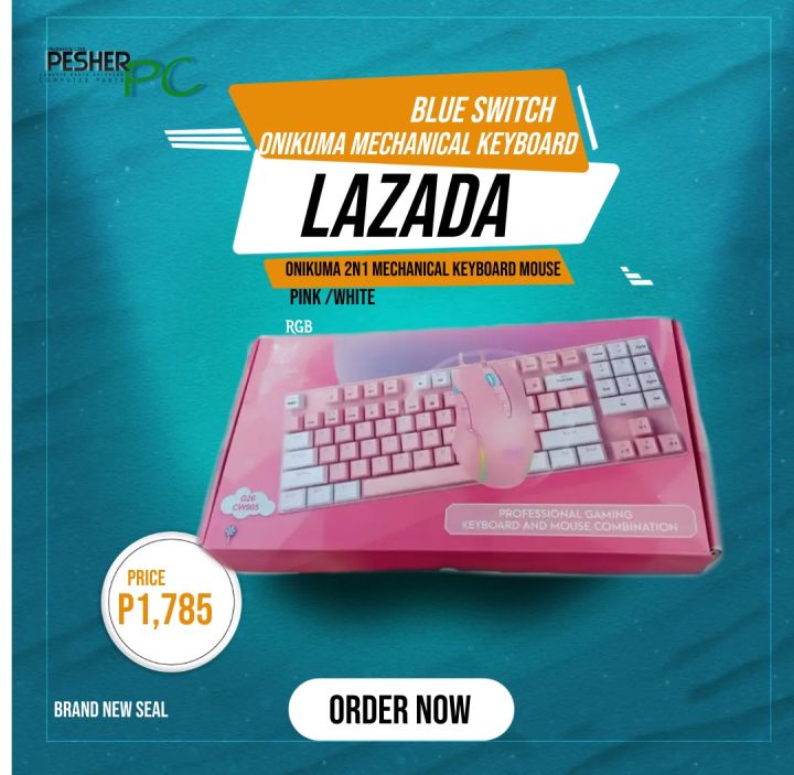 Onikuma G26+CW905 2N1 Pink Gaming Mechanical Keyboard with Mouse ...