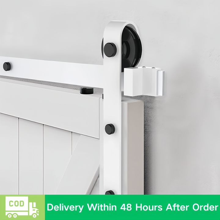 Barn Door White Slide Track 5FT/6FT/6.6FT/8FT Carbon Steel Sliding Wood ...