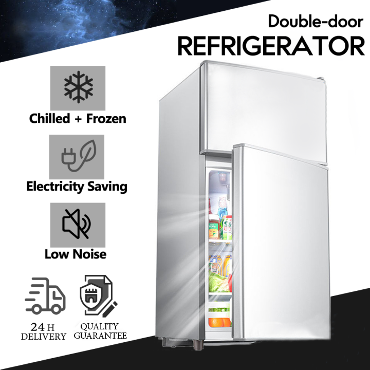 2 Door Mini Fridge with Freezer Energy-Saving Refrigerator Compact ...