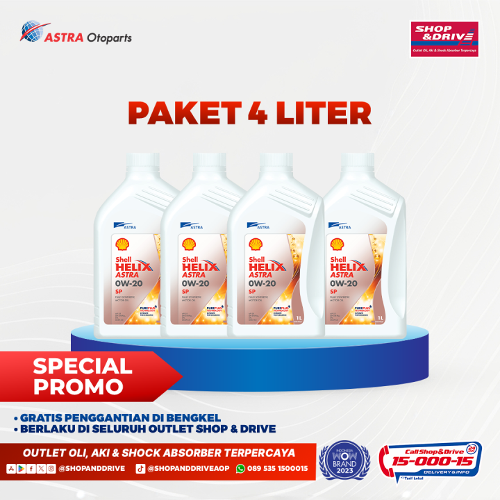 Paket 4 liter Shell Helix Astra 0W20 SP + Gratis Penggantian [Voucher ...