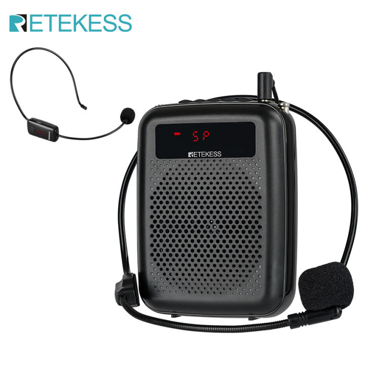 Retekess TR619 Wireless Microphone FM Radio MP3 Player Recording Lapel ...