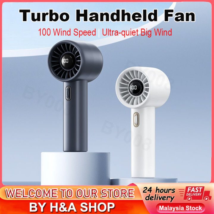 5000mAh Kipas Portable Handheld Turbofan 100 Wind Speeds Adjustable USB ...