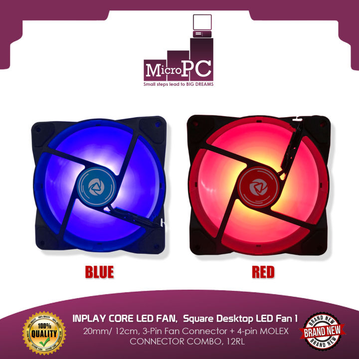INPLAY CORE LED FAN, Square Desktop LED Fan 120mm/ 12cm, 3-Pin Fan ...