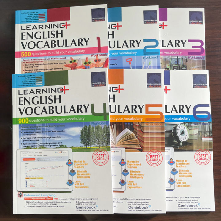 6 BOOKS SET Grade1-6 SAP Learning English Vocabulary Workbook Build ...