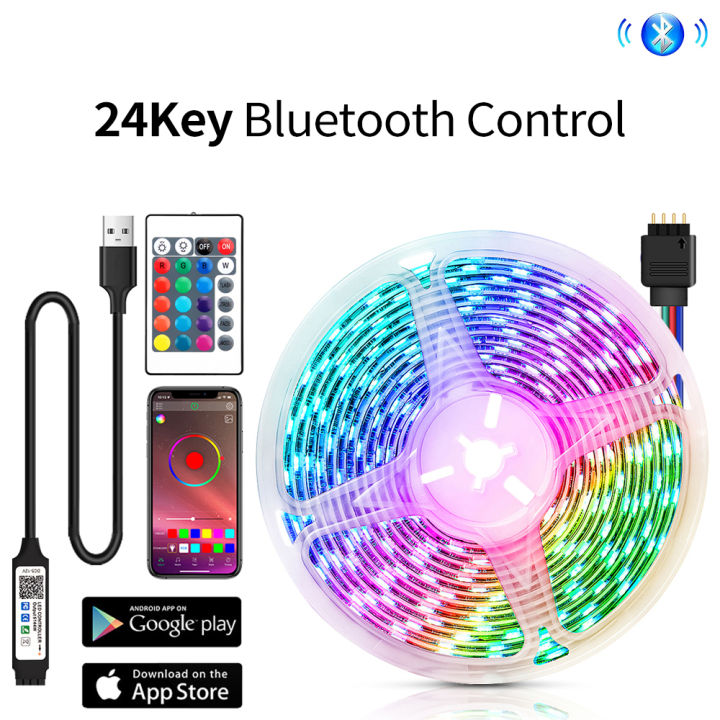 LED Strip Light USB Bluetooth RGB 5V 2835SMD With 24Key Remote Control ...