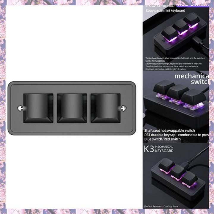 Custom Mini Keypad 3 Keys Programming Macro Keyboard Copy Paste Cut USB Mechanical Keyboard for ...