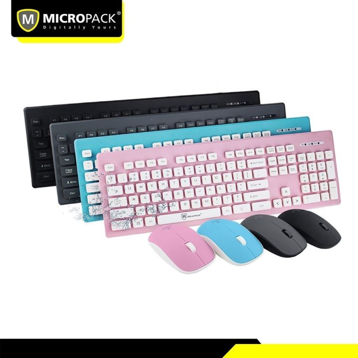 MicroPack KM-232W Keyboard & Mouse Wireless Optical Ergonomic Spill ...