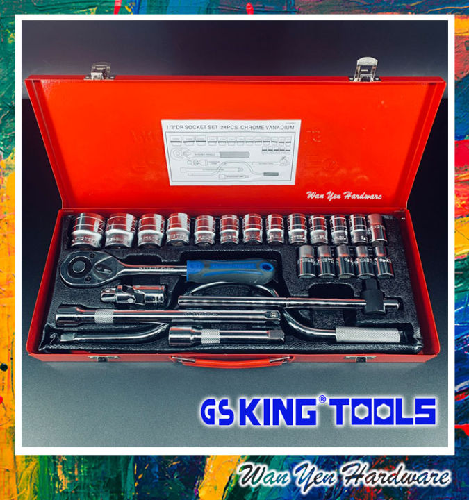 GS King Tools 24pcs Professional Grade 1/2” Dr. Flank Socket Set | Lazada