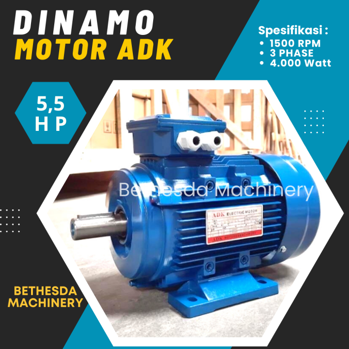 Dinamo / Motor Listrik 5hp 1500RPM 4 pole 5.5 HP 4 kw 380V | Lazada ...