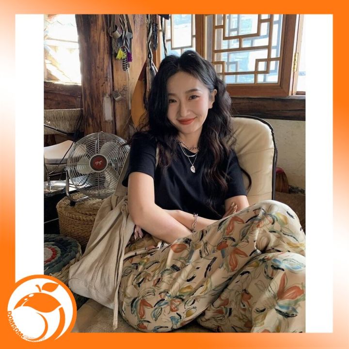 กางเกงขายาวพิมลายซัมเมอร์ (Summer Printed Wide-Leg Pants) | Lazada.co.th