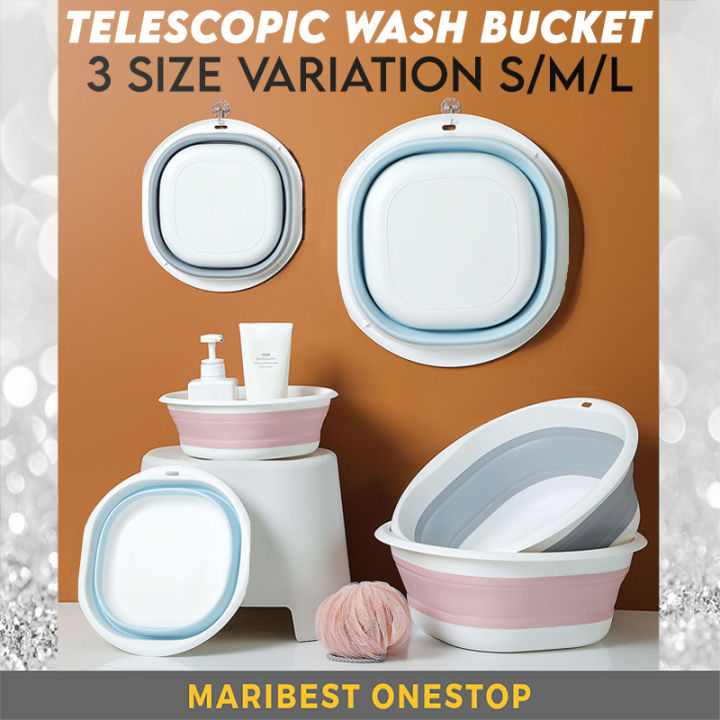 Foldable Wash Basin Telescopic Washing Bucket Portable Folding For ...