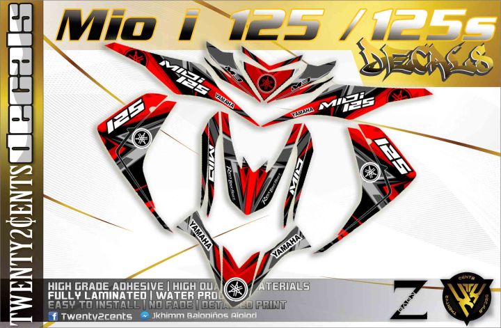 Yamaha Mio i 125 / 125s Decals High-Quality Stickers red gray ( racing ...