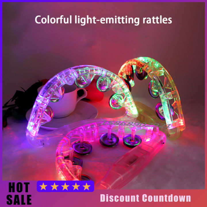 【Hot Sale🥇】Luminous Rattle Flashing Tambourine Musical Instrument Light ...