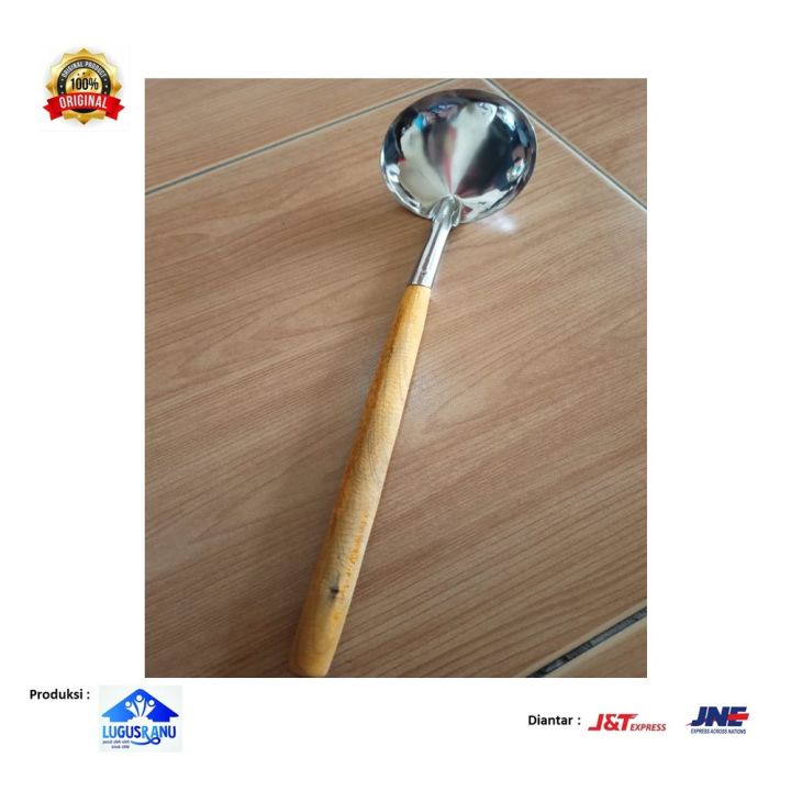 centong bakso irus sayur 45cm stainlees gagang kayu | Lazada Indonesia