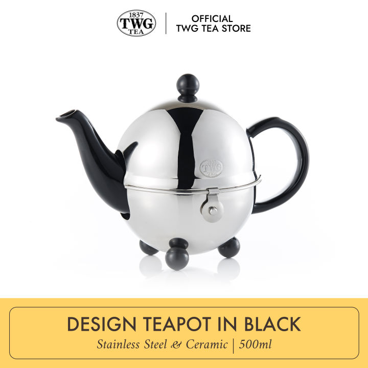 TWG Tea | Design Teapot in Black Ceramic Teapot with Felt Lined ...