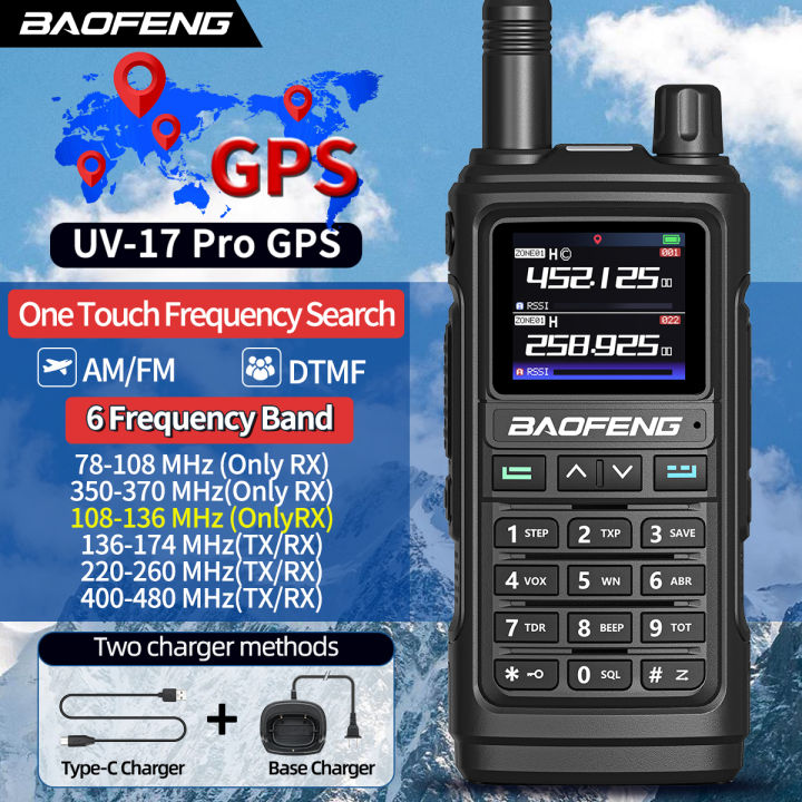 Baofeng UV-17 Pro GPS Air Band Type-c USB Walkie Talkies Long Range Two Way Ham Radio Wireless ...
