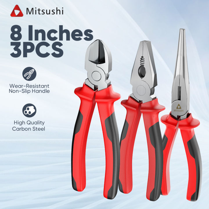 Mitsushi 8" 3pcs Pliers 8 inches Wire Cutter Pliers Nippers Heavy Duty ...