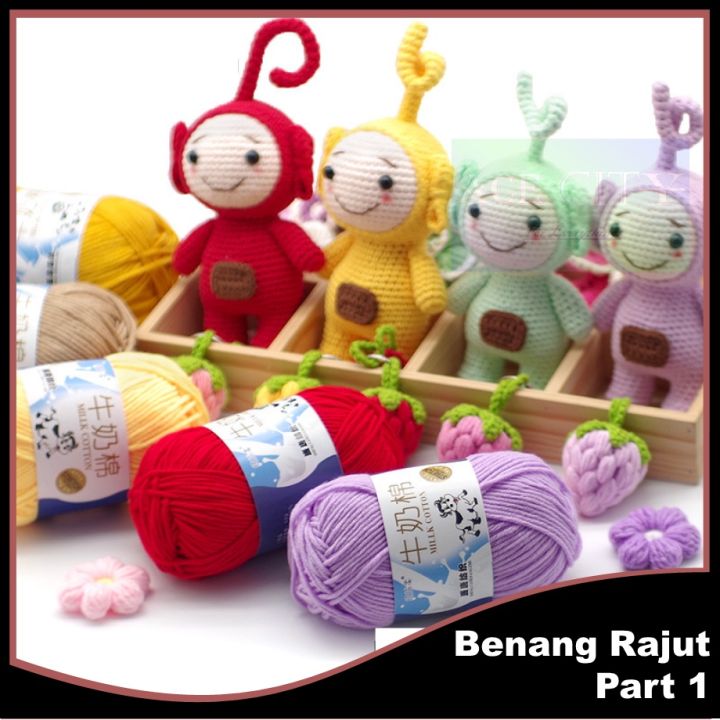 Benang Rajut Katun Quality Impor Big Ply / 5ply Milk Cotton yarn ...