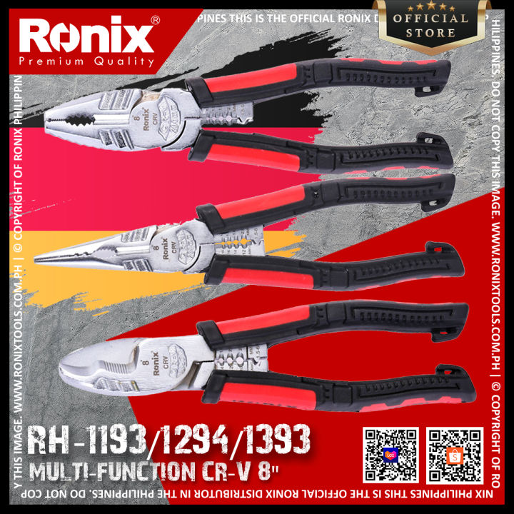 Ronix Multi-Function Pliers Cr-V RH-1193 / RH-1293 / RH-1393 8"-200mm CRV+TPR chromium-coated ...
