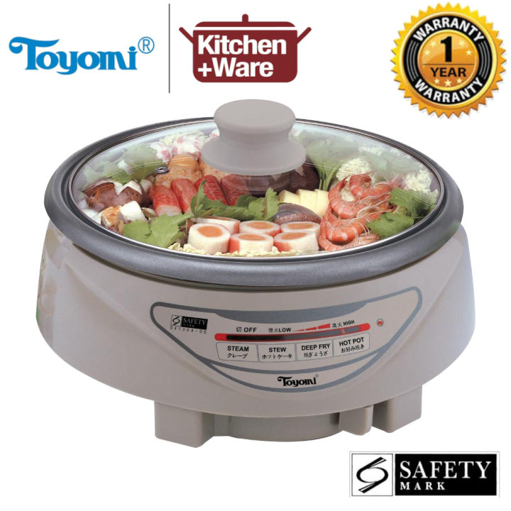 TOYOMI Electric Multi Cooker 3.5L / 4.0L with Glass Lid | Multi Purpose Pan Steamboat Hot Pot ...