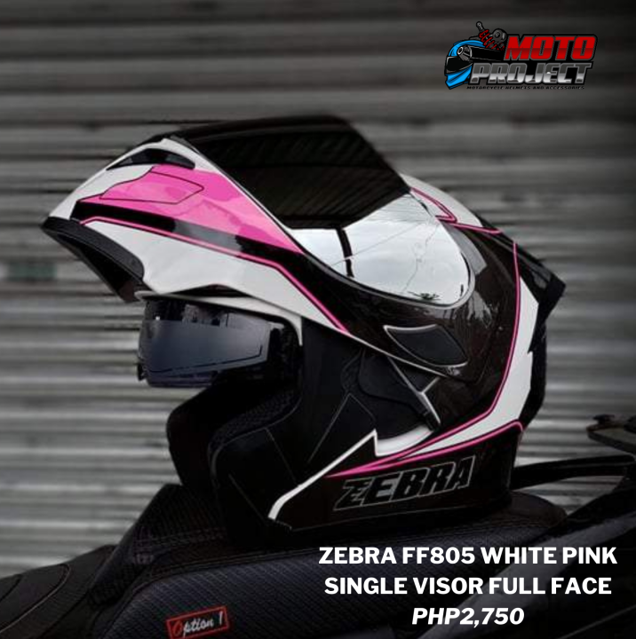 ZEBRA 805 WHITE PINK MODULAR HELMET | Lazada PH