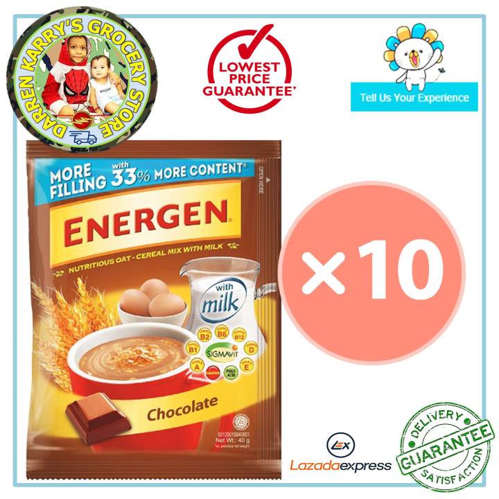 Energen Chocolate 40 grams X 10 sachets Nutritious Oat Cereal Mix with Milk from Darren Karry's ...