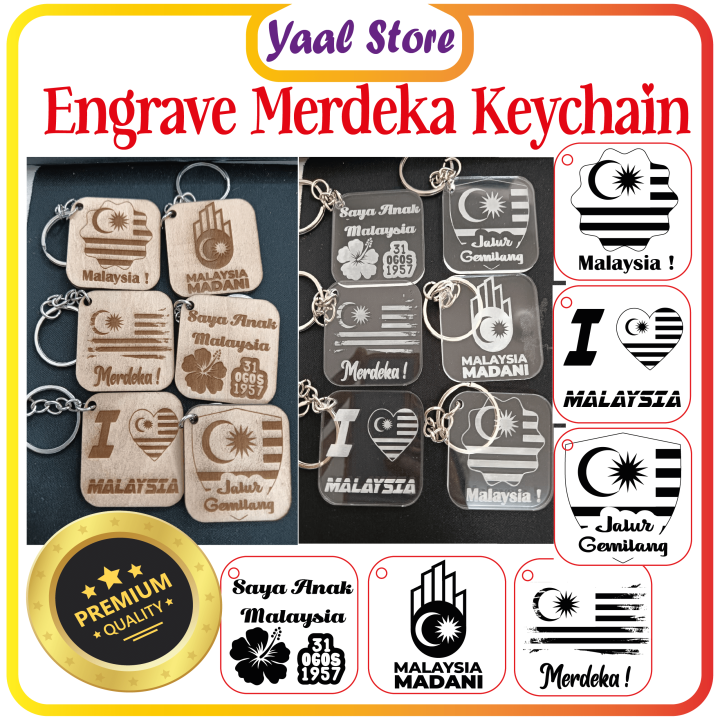 Keychain Merdeka Ukiran Laser Eksklusif Malaysia Madani & Jalur ...