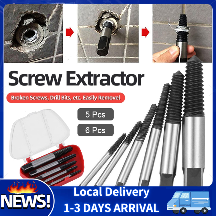 6PCS/SET Screw Extractor Damaged Screws Bolts Broken Pipes Easy Out ...