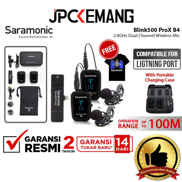 Saramonic Blink 500 Pro X B4 Lightning Wireless Mic Blink500 ProX B4 Free T-shirt JPC KEMANG ...