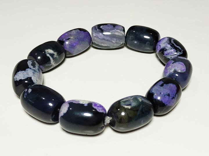 VeE Gelang Pria Wanita Batu Giok Ungu Tua Corak Dim 18x13 - Gelang ...