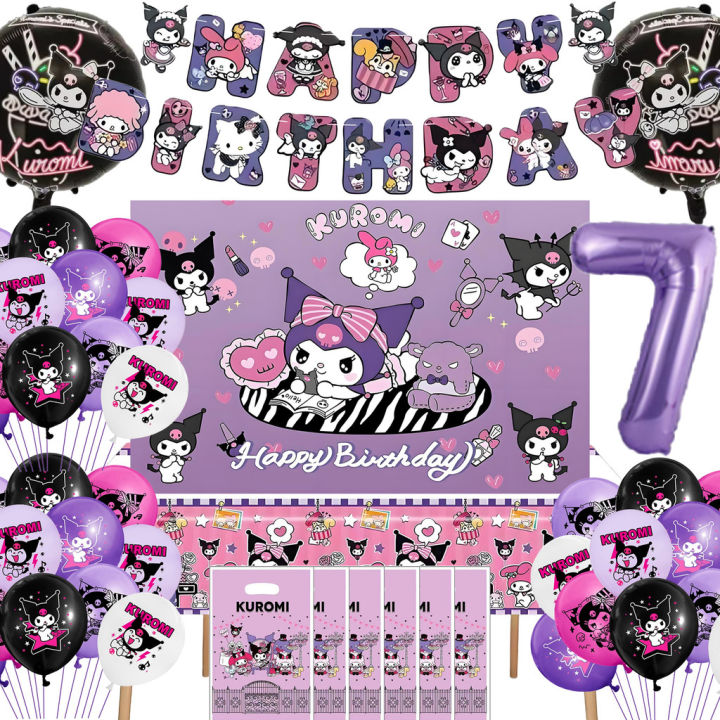 1Set Kuromi Theme Purple Black Confetti Balloon with Kuromi Foil ...