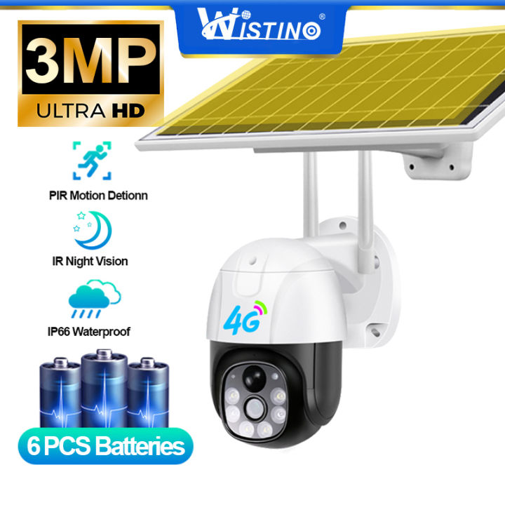 【Delivery in 3 days】Wistino Solar CCTV camera 4G/WIFI Outdoor Waterproof IP66 3MP Solar Battery ...