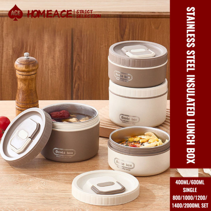 HomeAce Stainless Steel Insulated Lunch Box Microwave Heated Portable ...