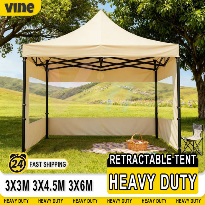 Outdoor Tent with 3 Side Cover Waterproof Retractable Tent 3x3m ...