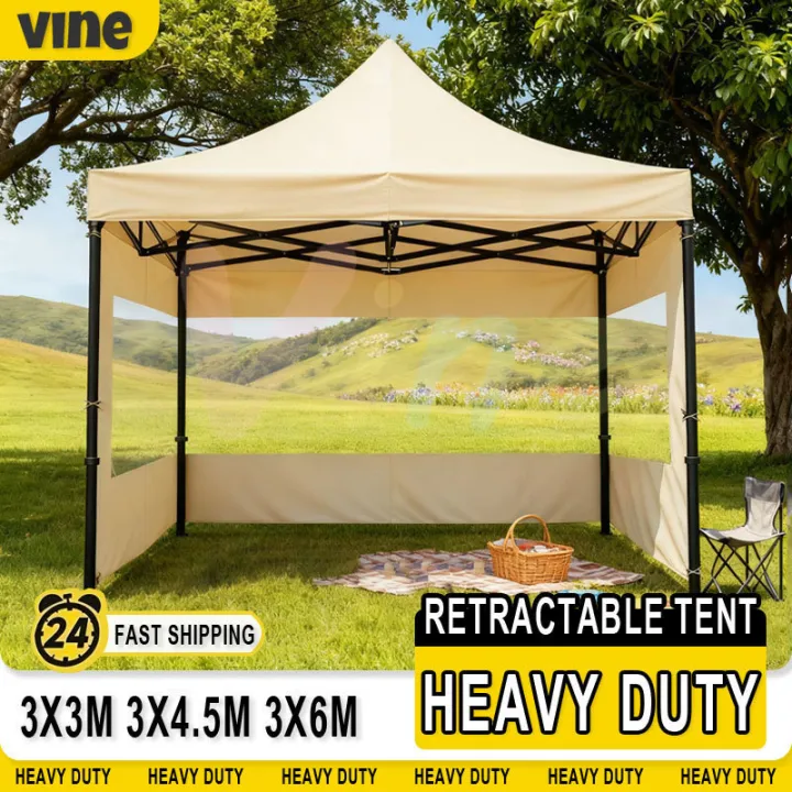 Outdoor Tent with 3 Side Cover Waterproof Retractable Tent 3x3m ...