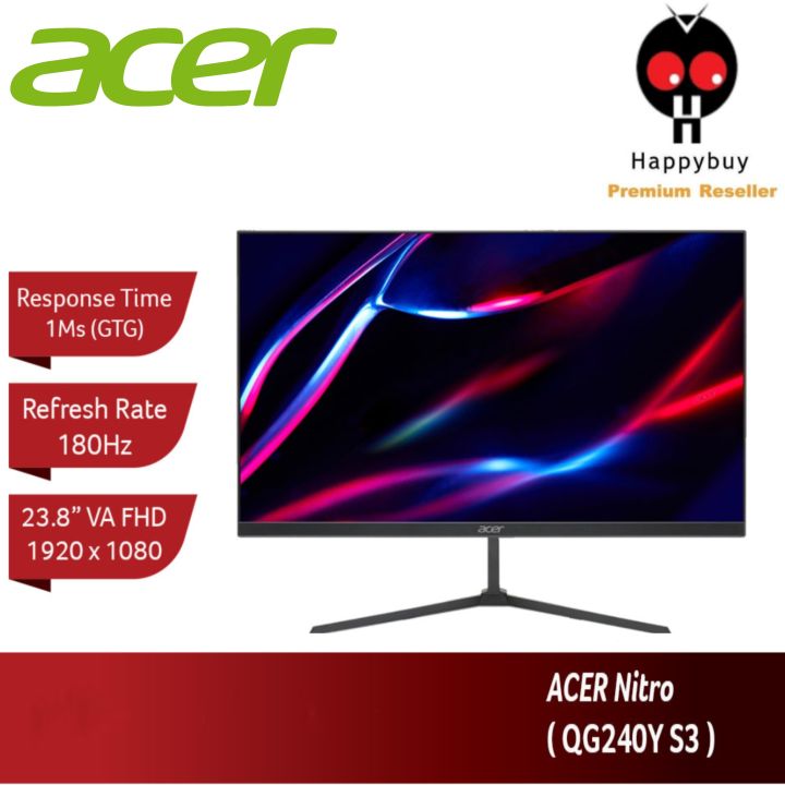 Acer Nitro QG240Y S3 (180Hz) 23.8 " Gaming Monitor, VA Panel, 1920x1080 ...