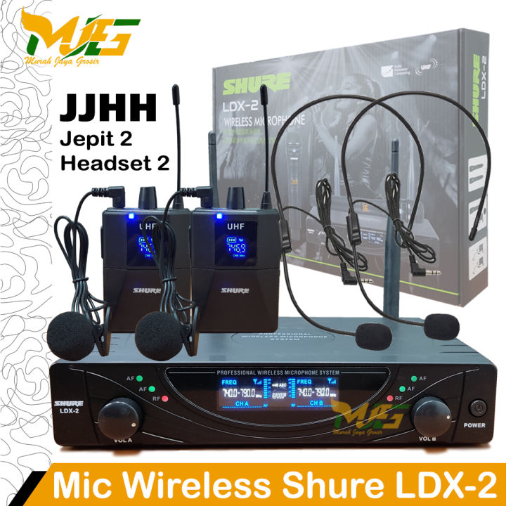 Mic Wireless Shure LDX-2 JJHH / Microphone 2 Mic Clip On + 2 Mic ...