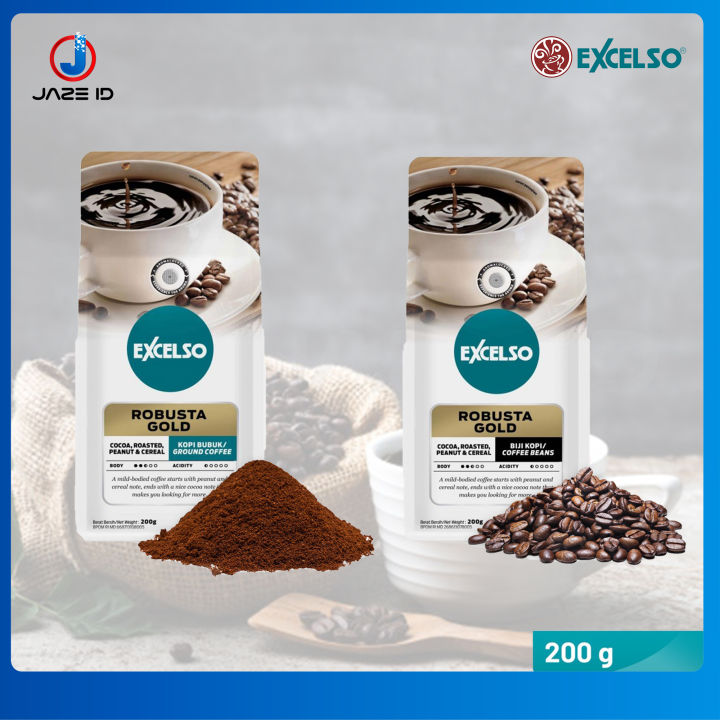 Excelso Robusta Gold Coffee Kopi Biji Bubuk 200 gram 200g 200gr Beans ...
