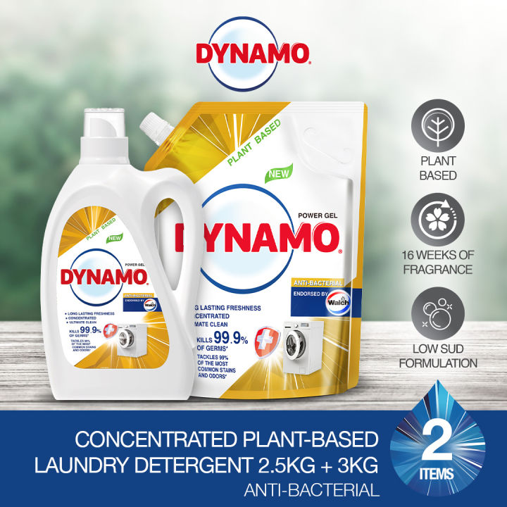 DYNAMO Plant Based Laundry Liquid Detergent 2.5kg/2.7kg + Refill Pack ...