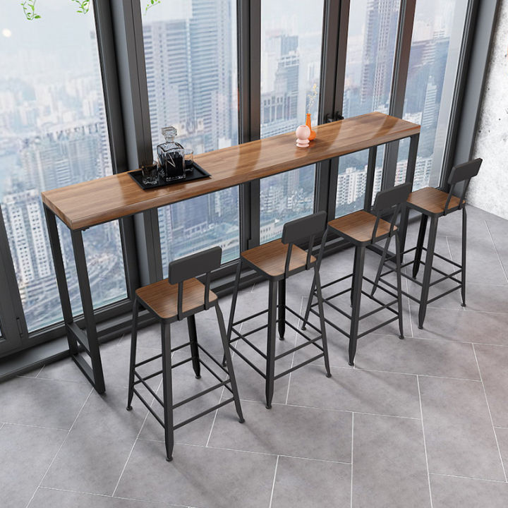 Solid wood bar table home balcony against the wall narrow table long ...