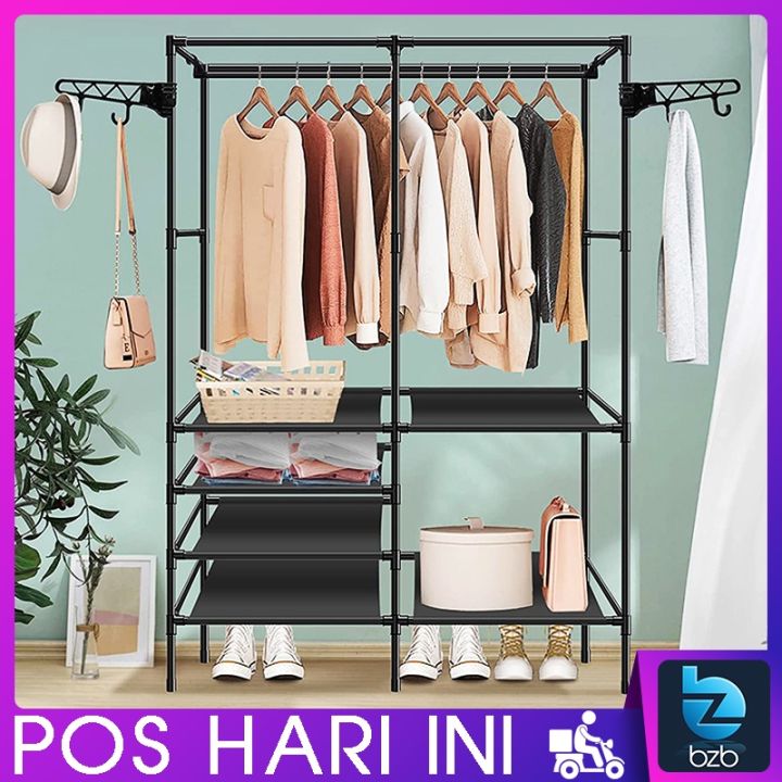 THICKENED TUBE 💥 Multi Layer Stainless Steel Wardrobe Multifunction DIY ...