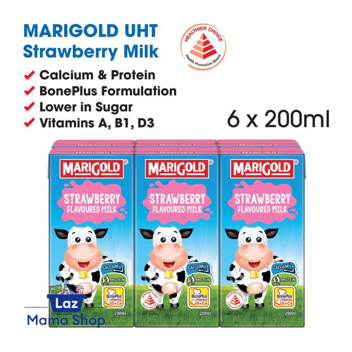 Marigold Strawberry UHT Milk (6 x 200ml) (Laz Mama Shop) | Lazada Singapore