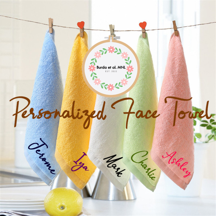 Personalized Assorted Color Cotton Face Towel with Embroidered Name ...